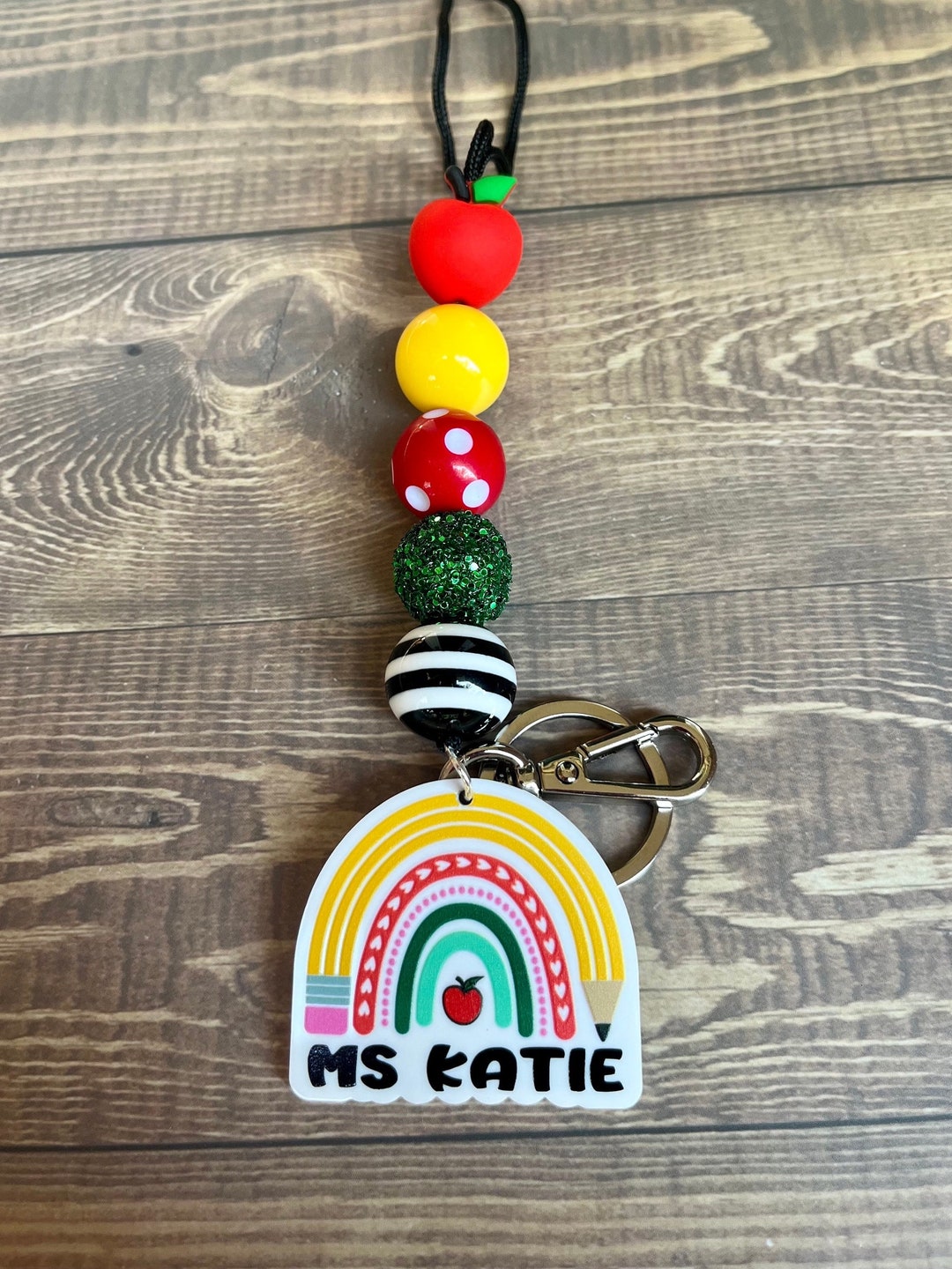 Personalized Teacher Rainbow Lanyard; School Themed Rainbow Lanyard - Etsy