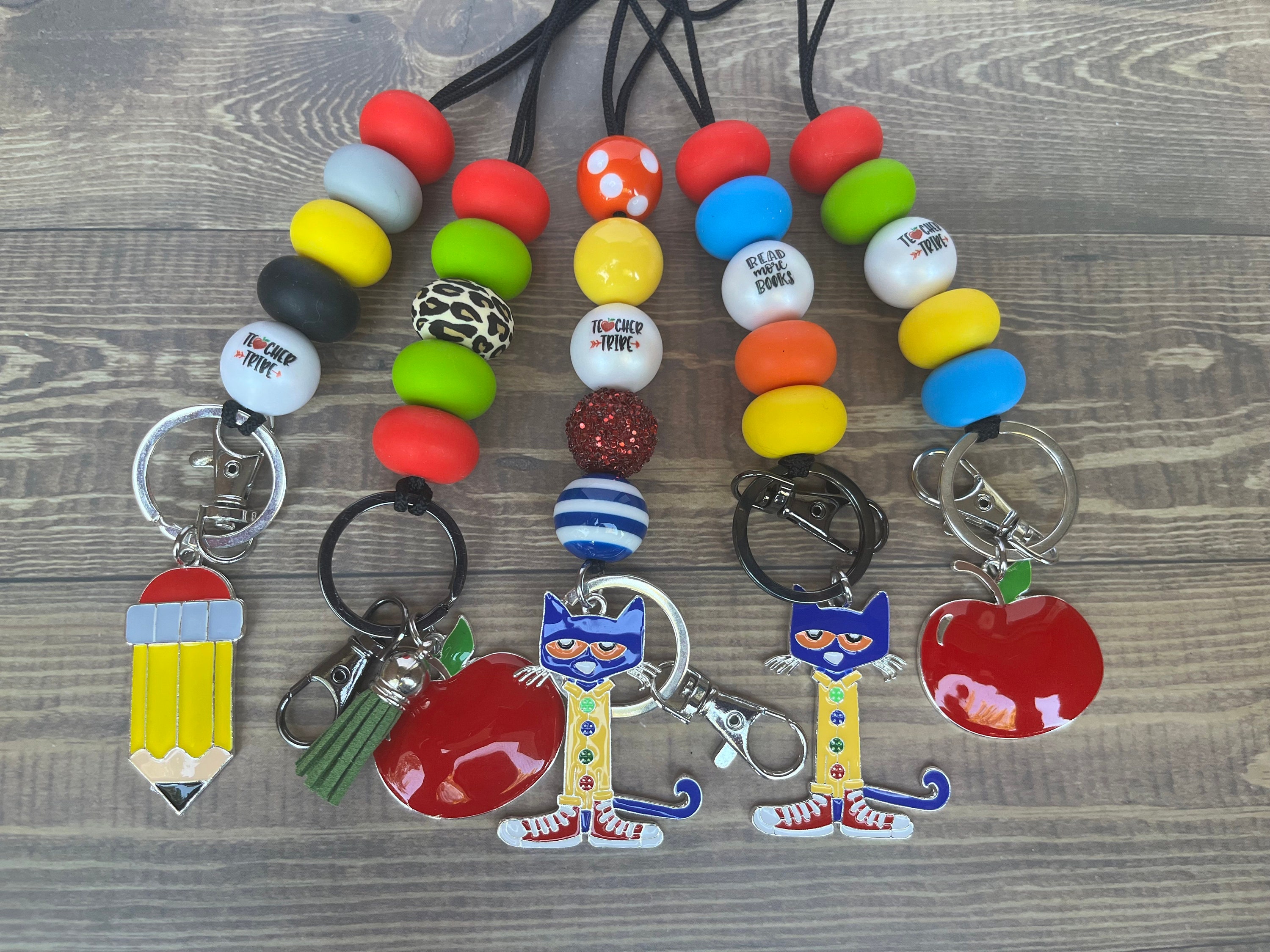 School Themed Lanyard Apple Lanyard Bus Lanyard Coffee - Etsy