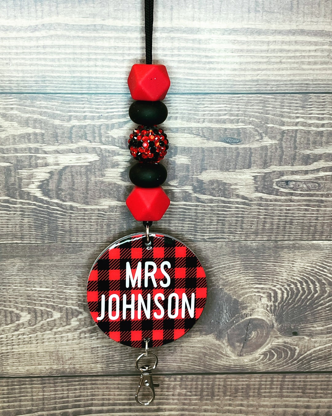 Red and Black Buffalo Plaid Lanyard - Etsy