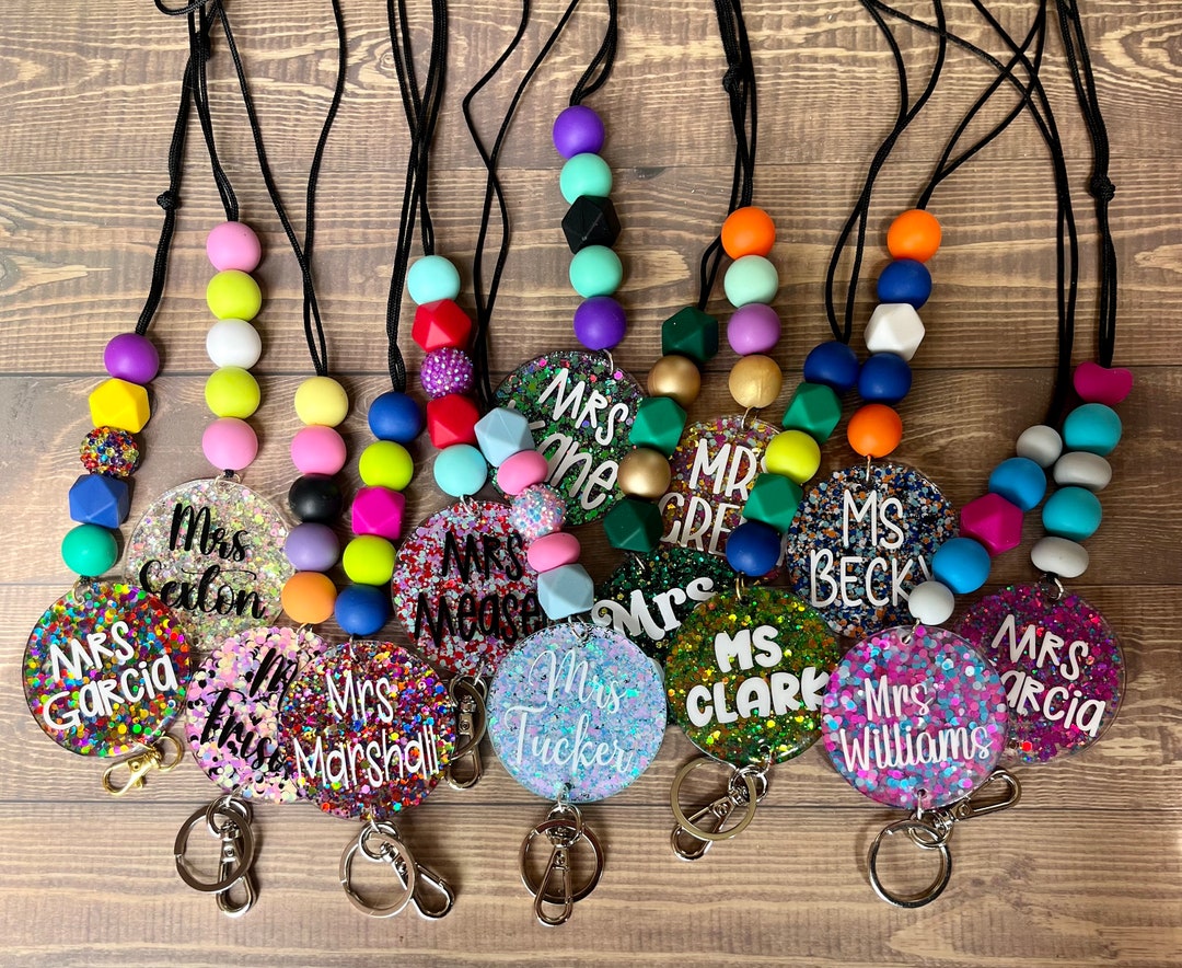 Multicolor Glitter Lanyards; Teacher Lanyard; Nurse Lanyard; Glitter ...
