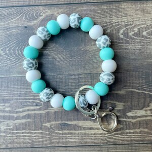 Customizable Leopard Silicone Bead Keychain Wristlet (choose Your ...