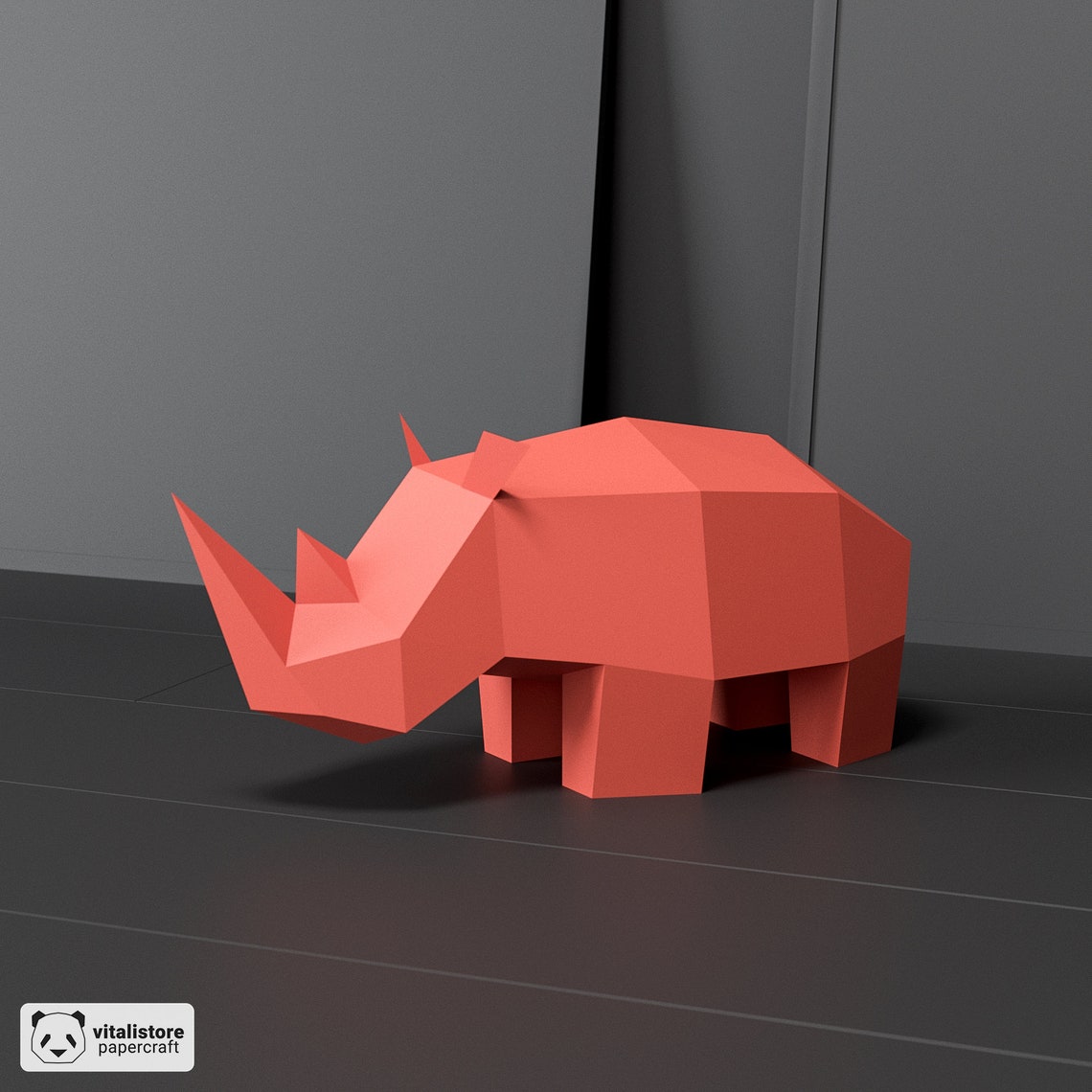 Rhino Papercraft Rhinoceros Low Poly 3D Paper Sculpture DIY - Etsy