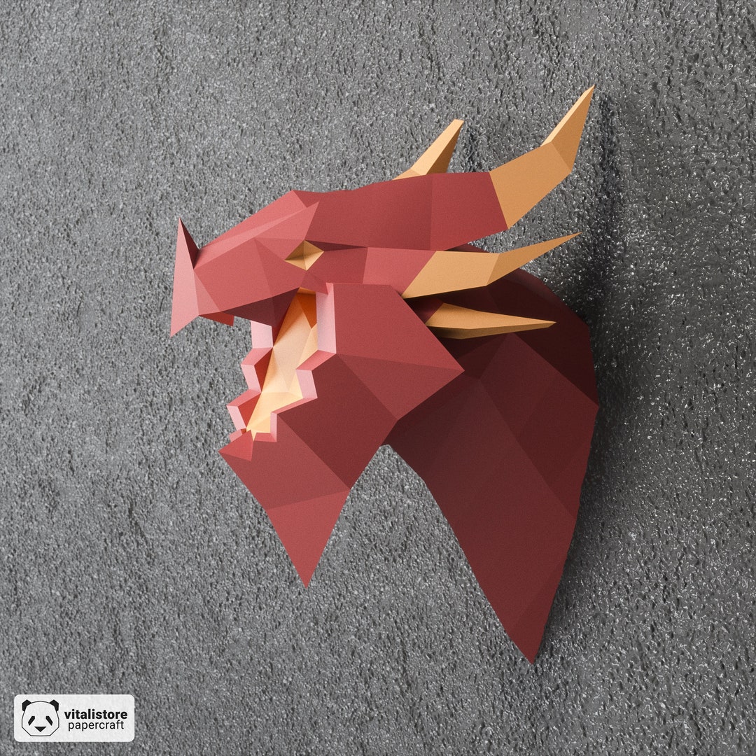 3D Papercraft Dragon, 3D Paper Sculpture, Dragon Paper Craft, DIY Gift ...