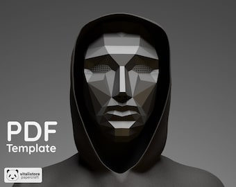 Soldiers Squid Game Mask Low poly Papercraft DIY Template Pattern Korea ...