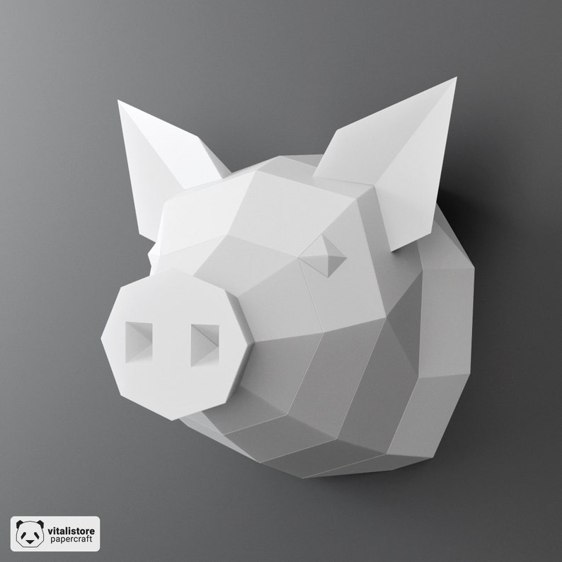 Papercraft Pig Head 3D Paper Craft Pig 3D Origami Piggy DIY - Etsy