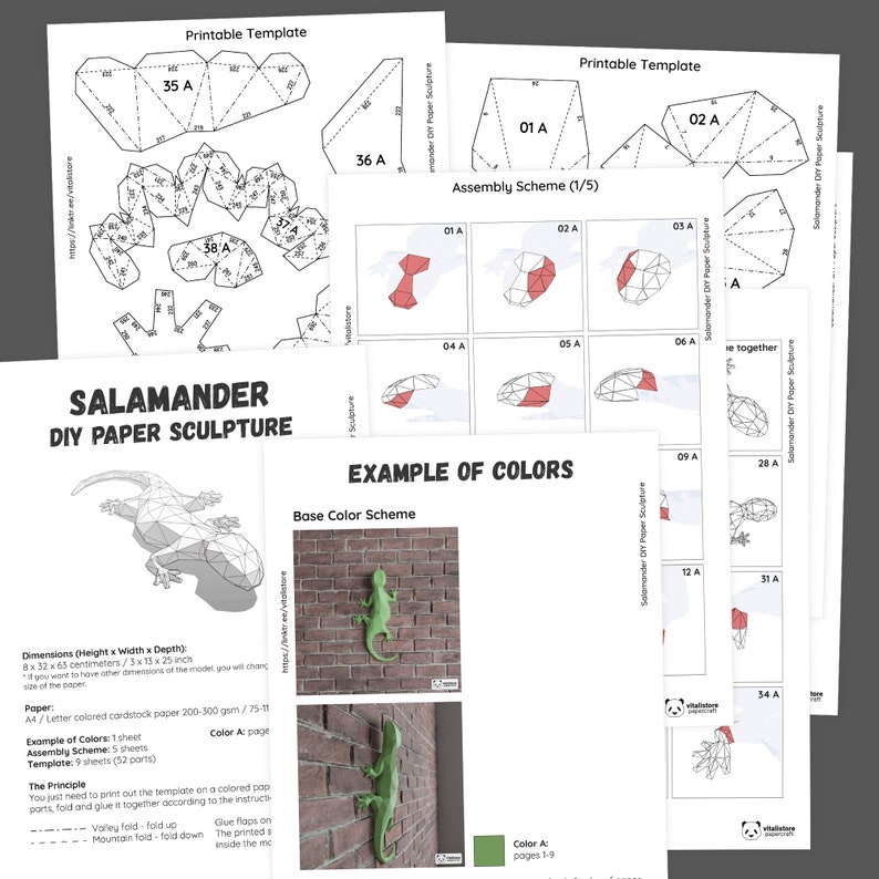 Salamander Papercraft 3D DIY Gift Paper Craft Lizard 3D - Etsy