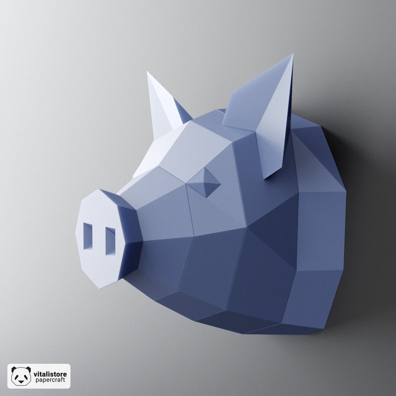 Papercraft Pig Head 3D Paper Craft Pig 3D Origami Piggy DIY - Etsy