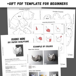 Rhino Papercraft, Rhinoceros Low Poly, 3D Paper Sculpture, DIY Gift ...
