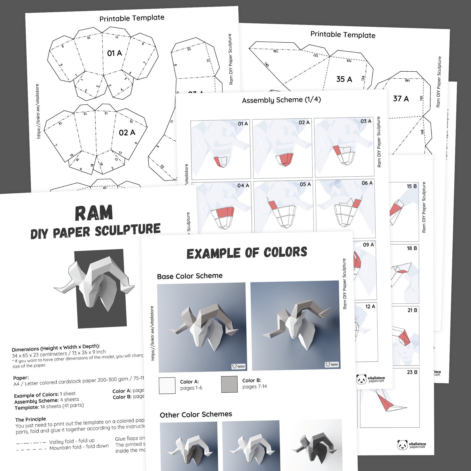 Ram Papercraft 3D Paper Craft Ram 3D Paper Sculpture DIY - Etsy Hong Kong