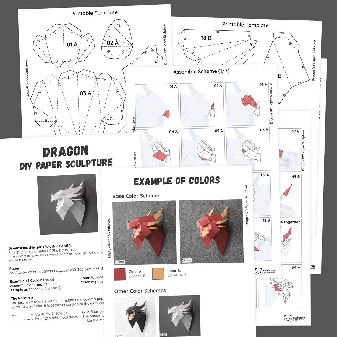 3D Papercraft Dragon 3D Paper Sculpture Dragon Paper Craft - Etsy