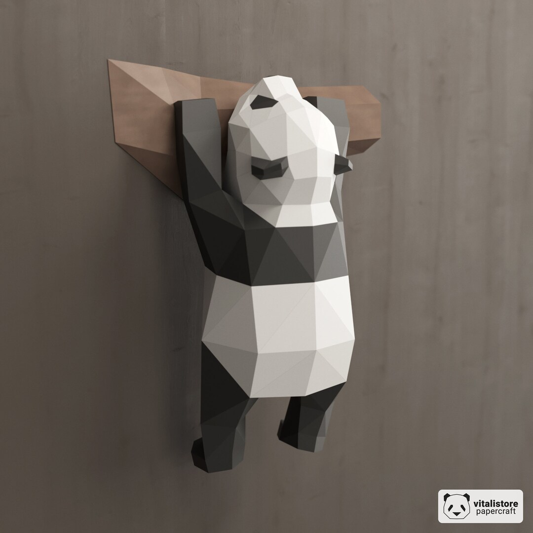 Papercraft Panda, Cute Panda DIY Gift, 3D Paper Sculpture Panda Paper ...