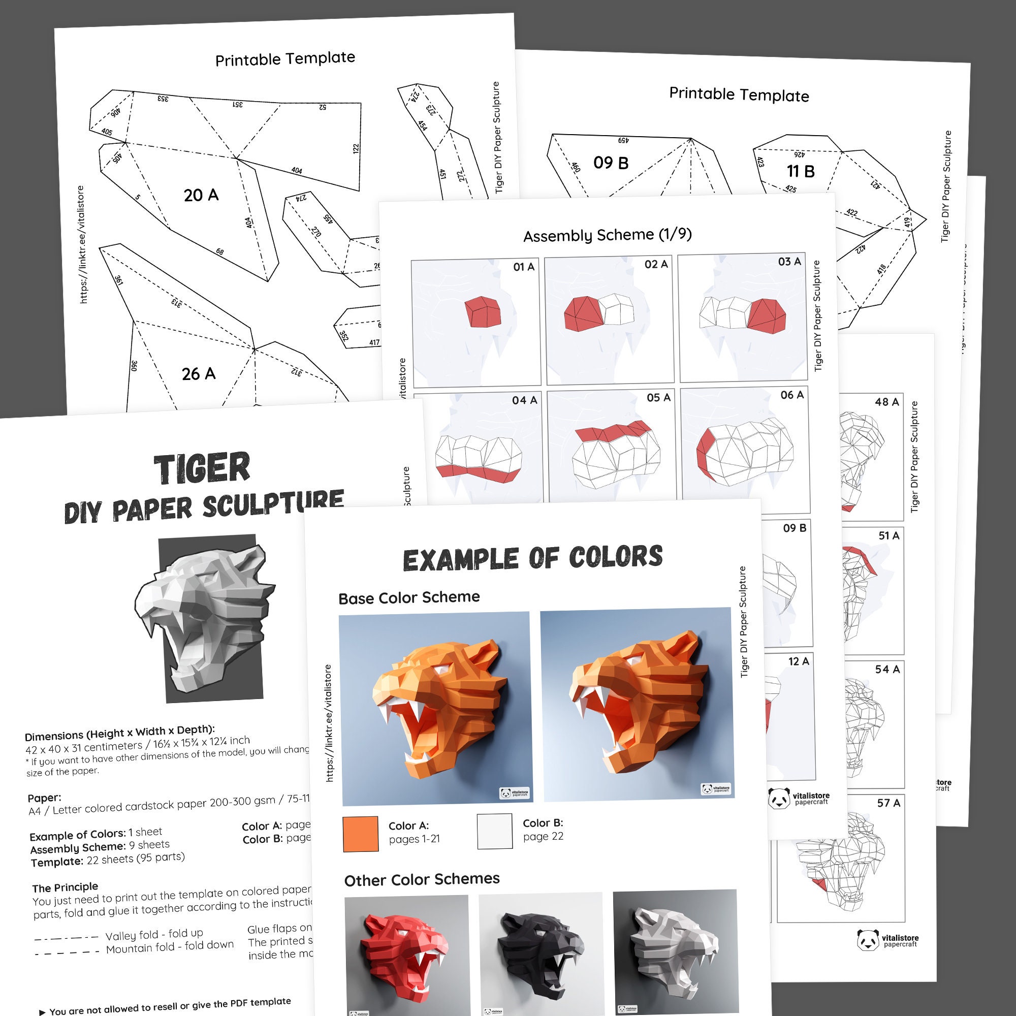 Papercraft Tiger 3D Papercraft Cat 3D Paper Sculpture DIY - Etsy Ireland