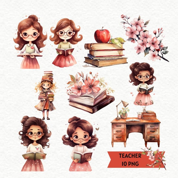 Teacher Watercolor Clipart - Etsy