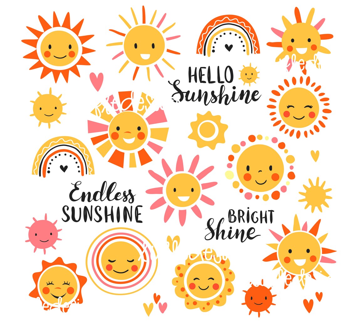 Happy Cute Sun Clipart, Cute Sun Faces Clipart, Sun Png Files, Sun Clip ...