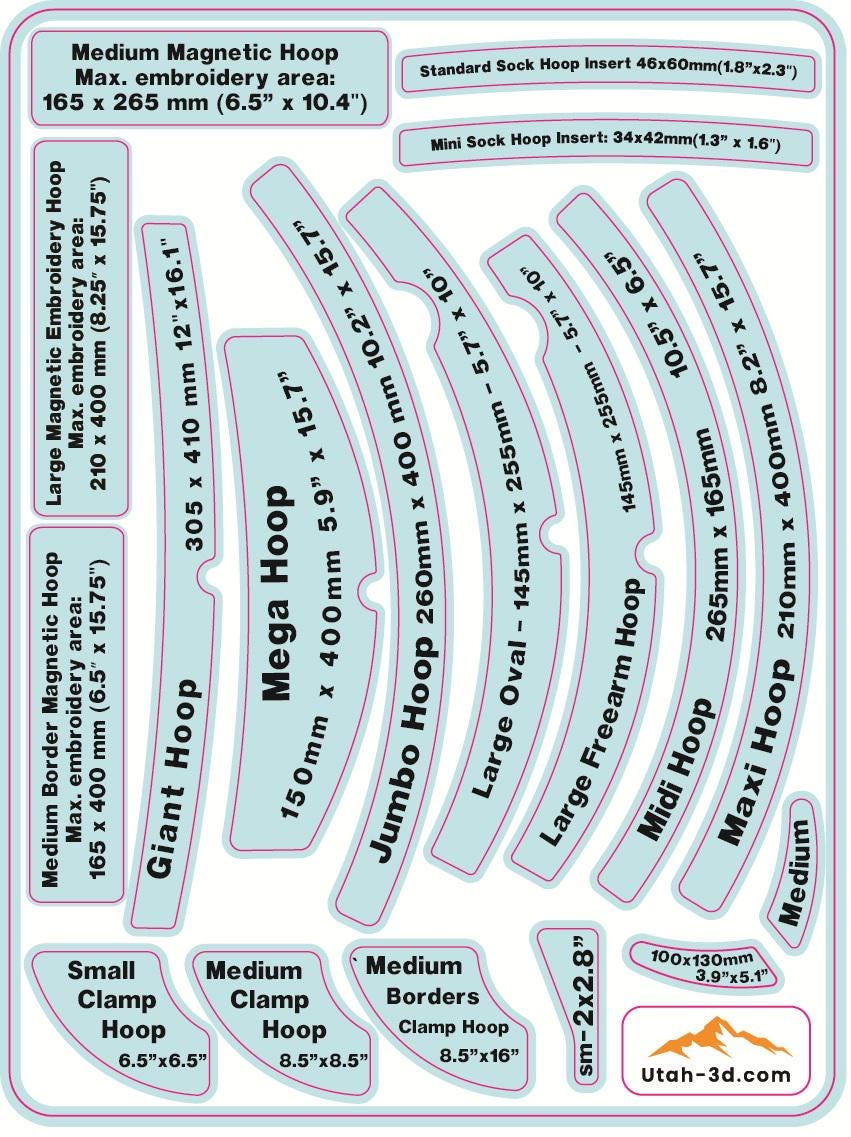Bernina Hoop Stickers - for 17 Bernina Hoops - Includes New Magna Hoops ...