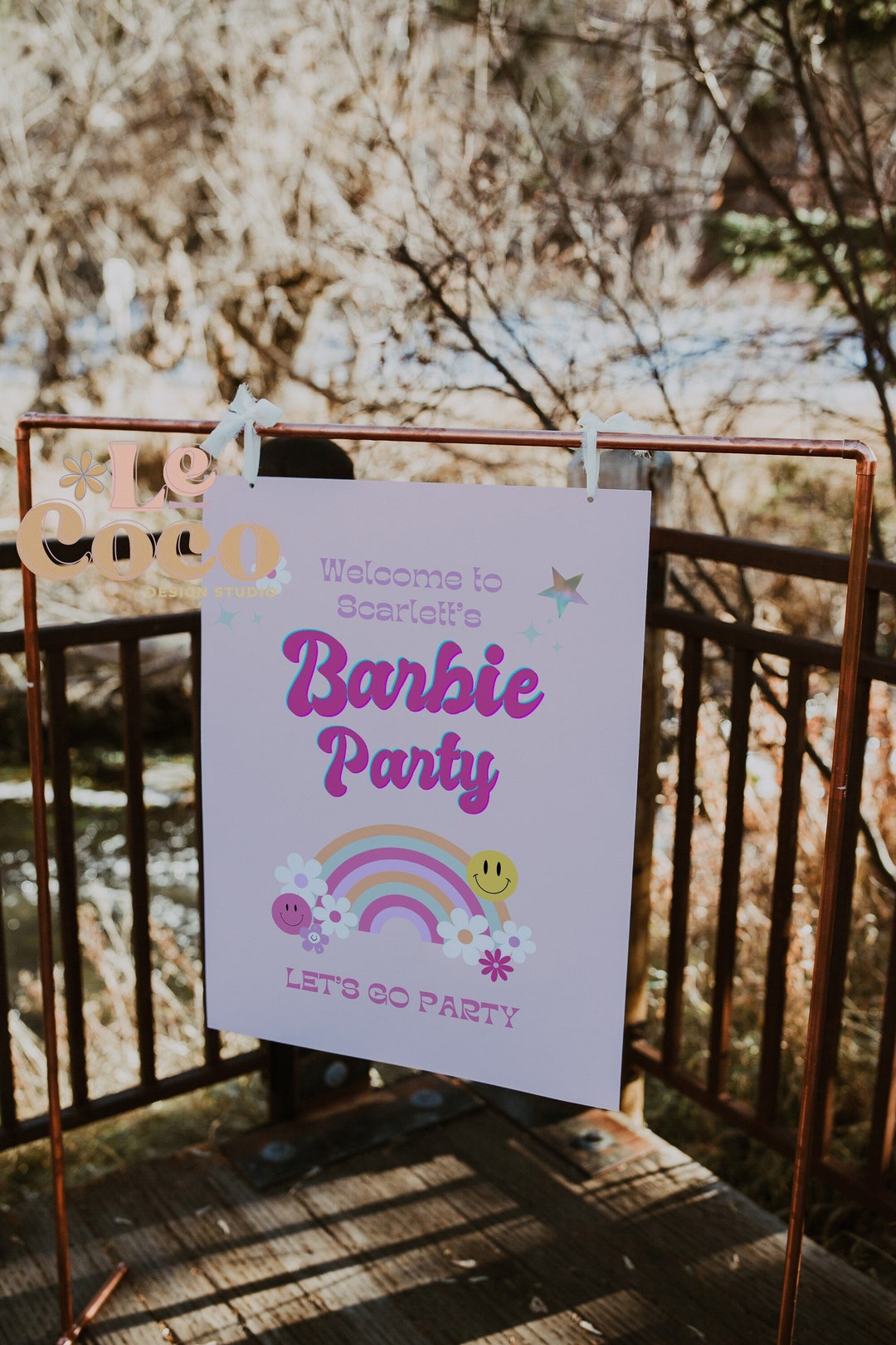 Pink Barb Party Welcome Sign Template, Pink Barb Party Welcome Sign ...
