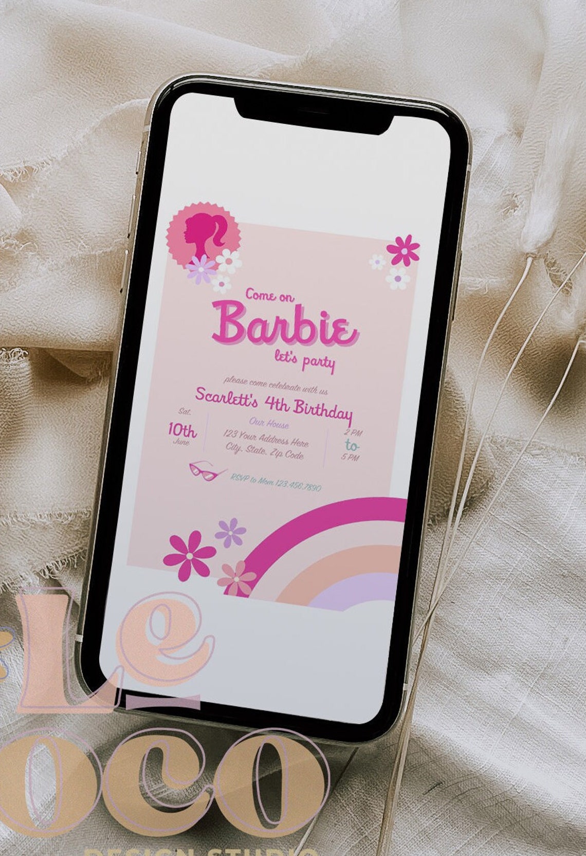 RETRO Barb Doll Birthday Party Invitation Rainbow Barb Girls - Etsy