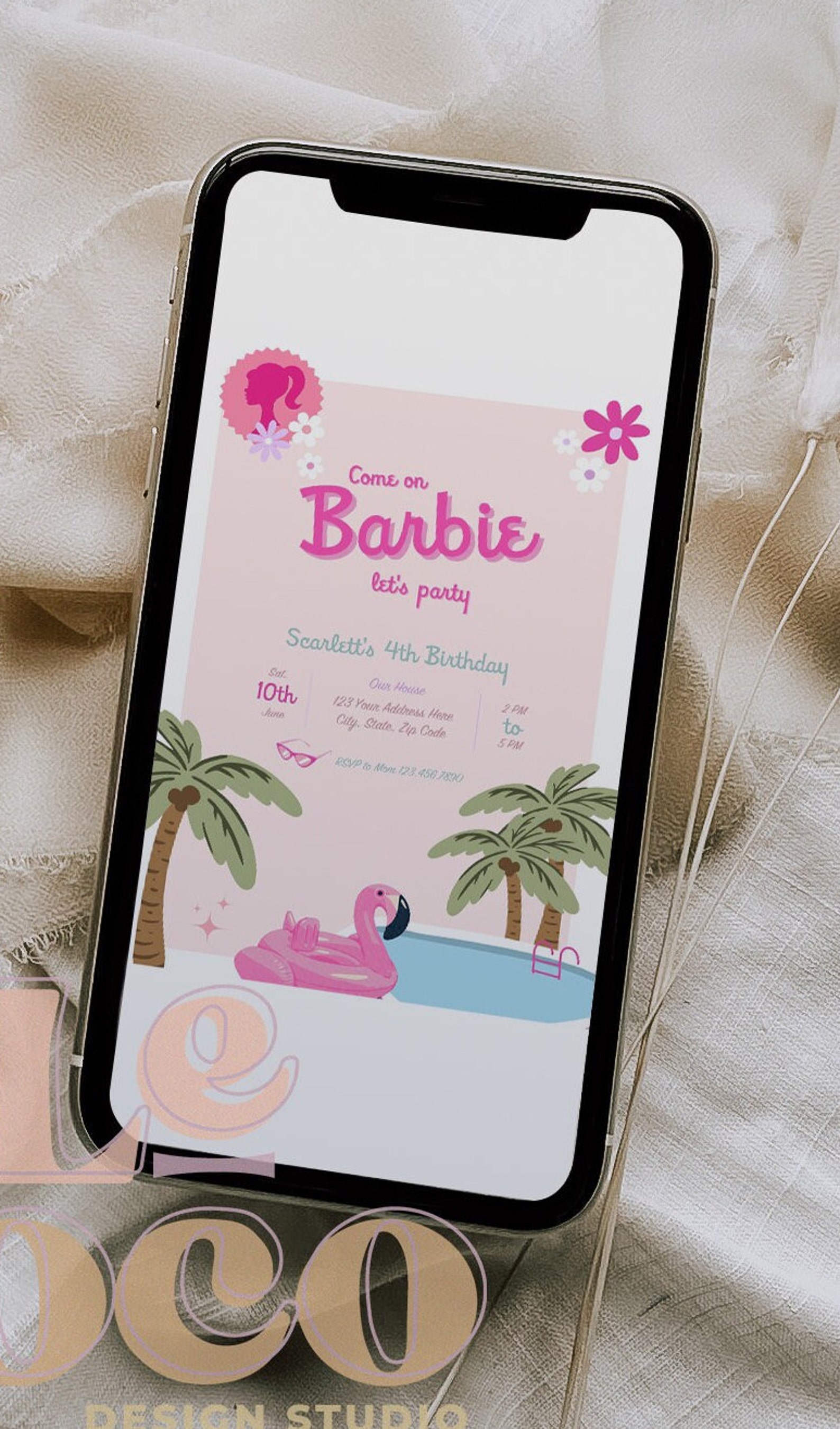 Barb Doll Pool Party Birthday Party Invitation Editable Pool - Etsy