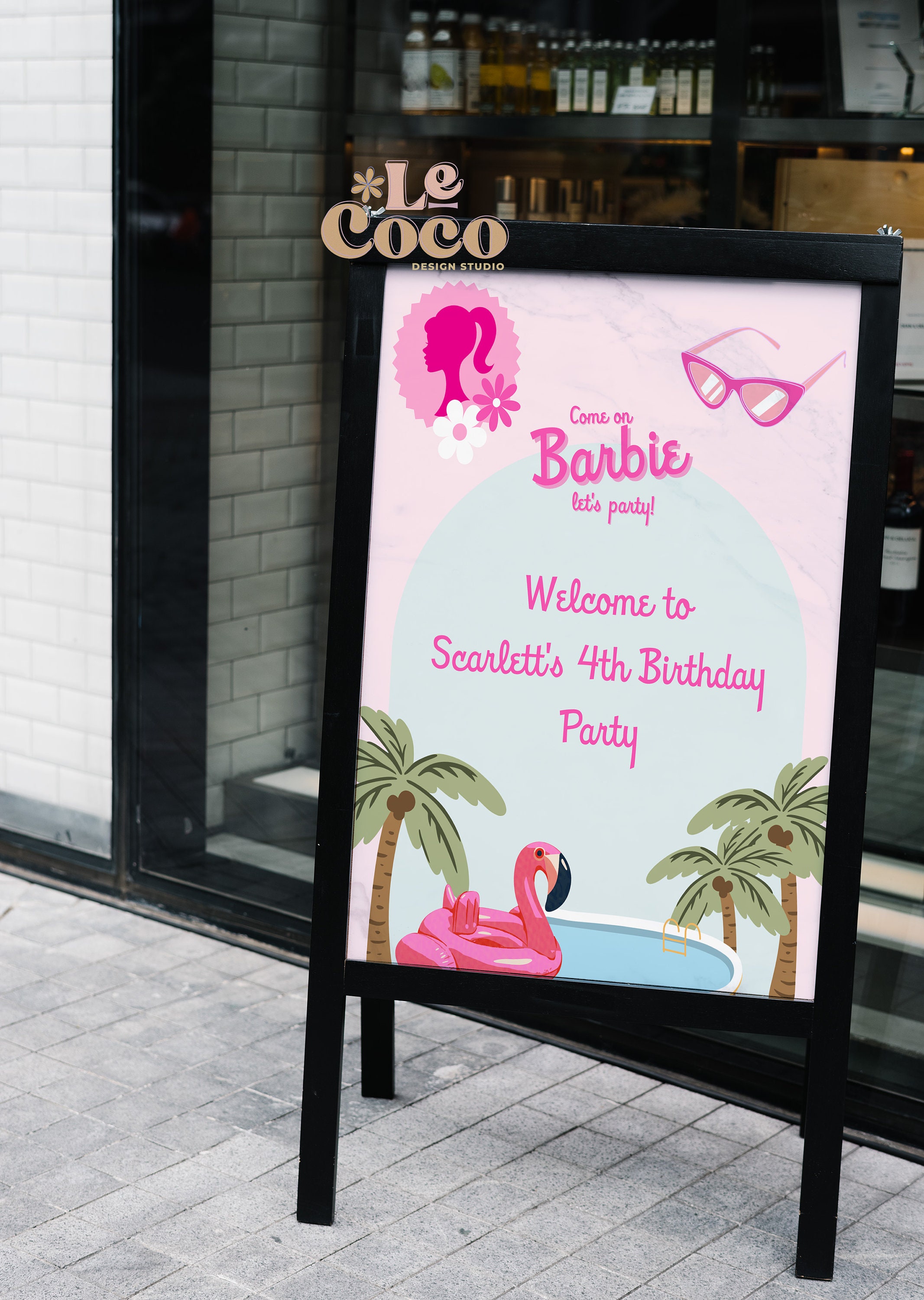 Pool Barb Party Welcome Sign Template, MALIBU BARB Party Welcome Sign ...
