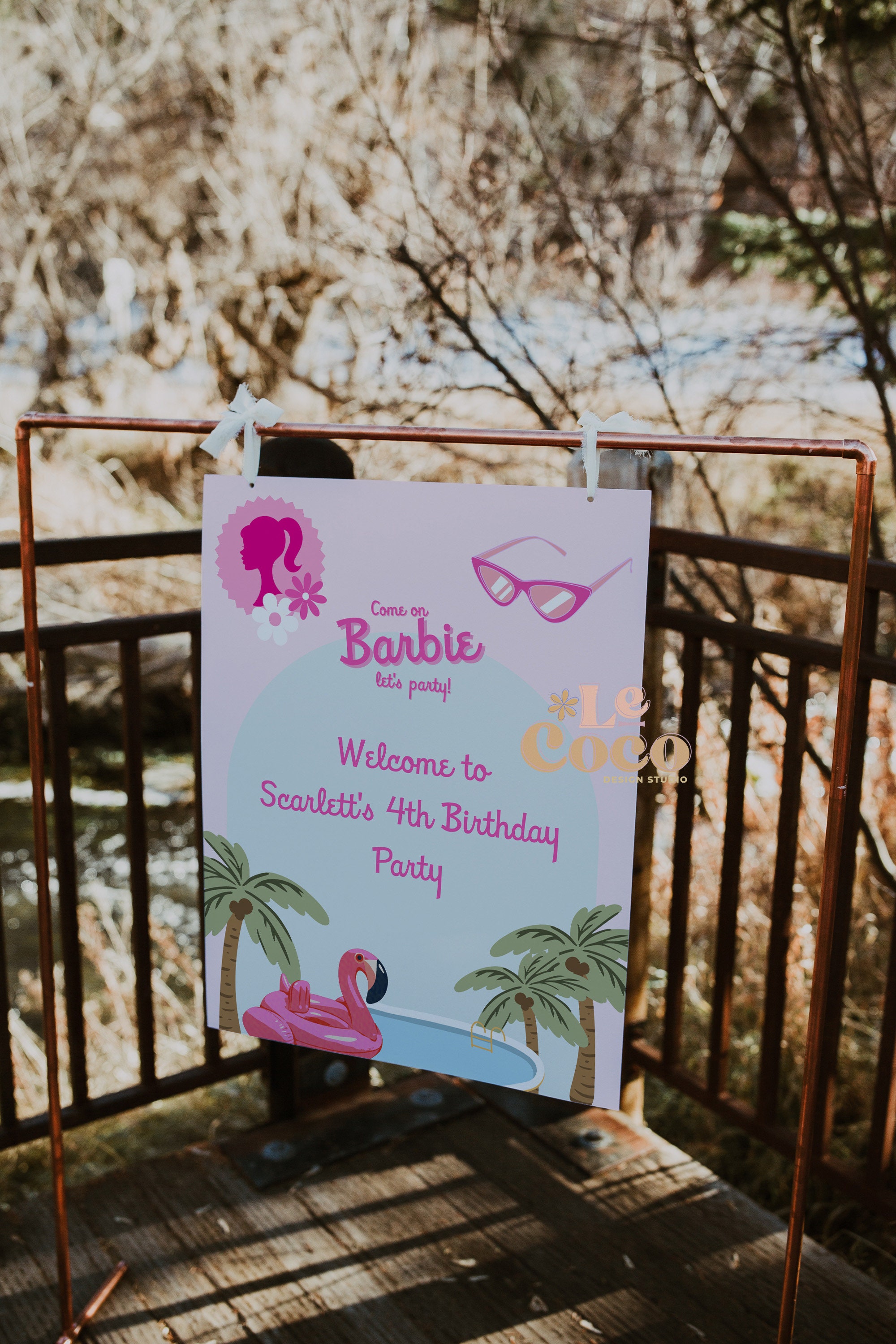 Pool Barb Party Welcome Sign Template MALIBU BARB Party - Etsy