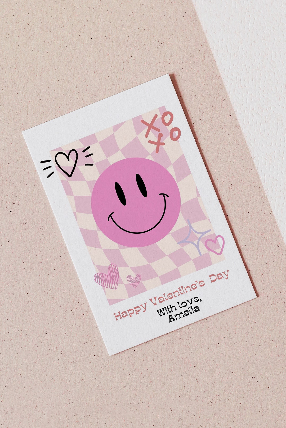 Retro Smiley Face Valentine's Day Favor Tag (editable Digital Download ...