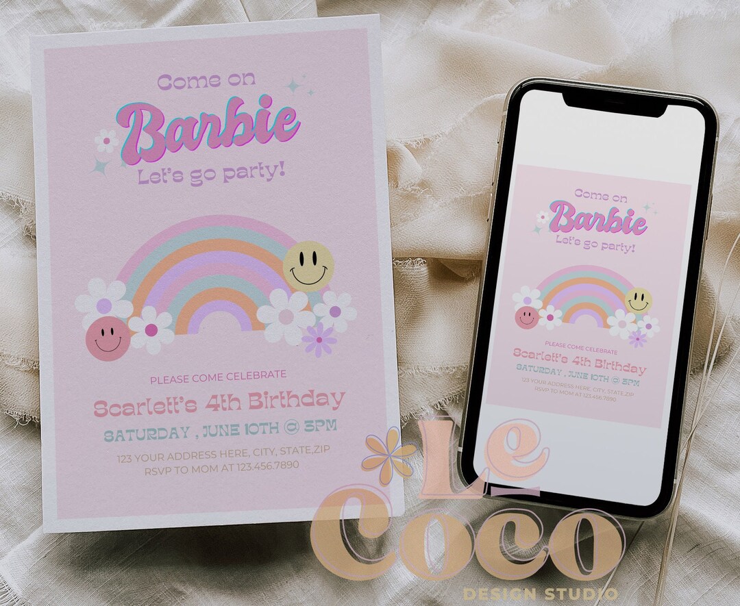 Barb Doll Kids Party Invitation Girls Party Invitation - Etsy