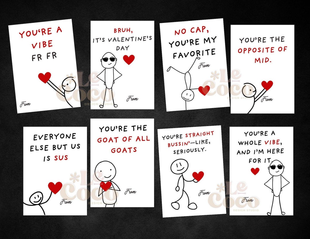 Slang Kids Valentine's Day Cards, Funny Printable Kids Valentine, Tween ...