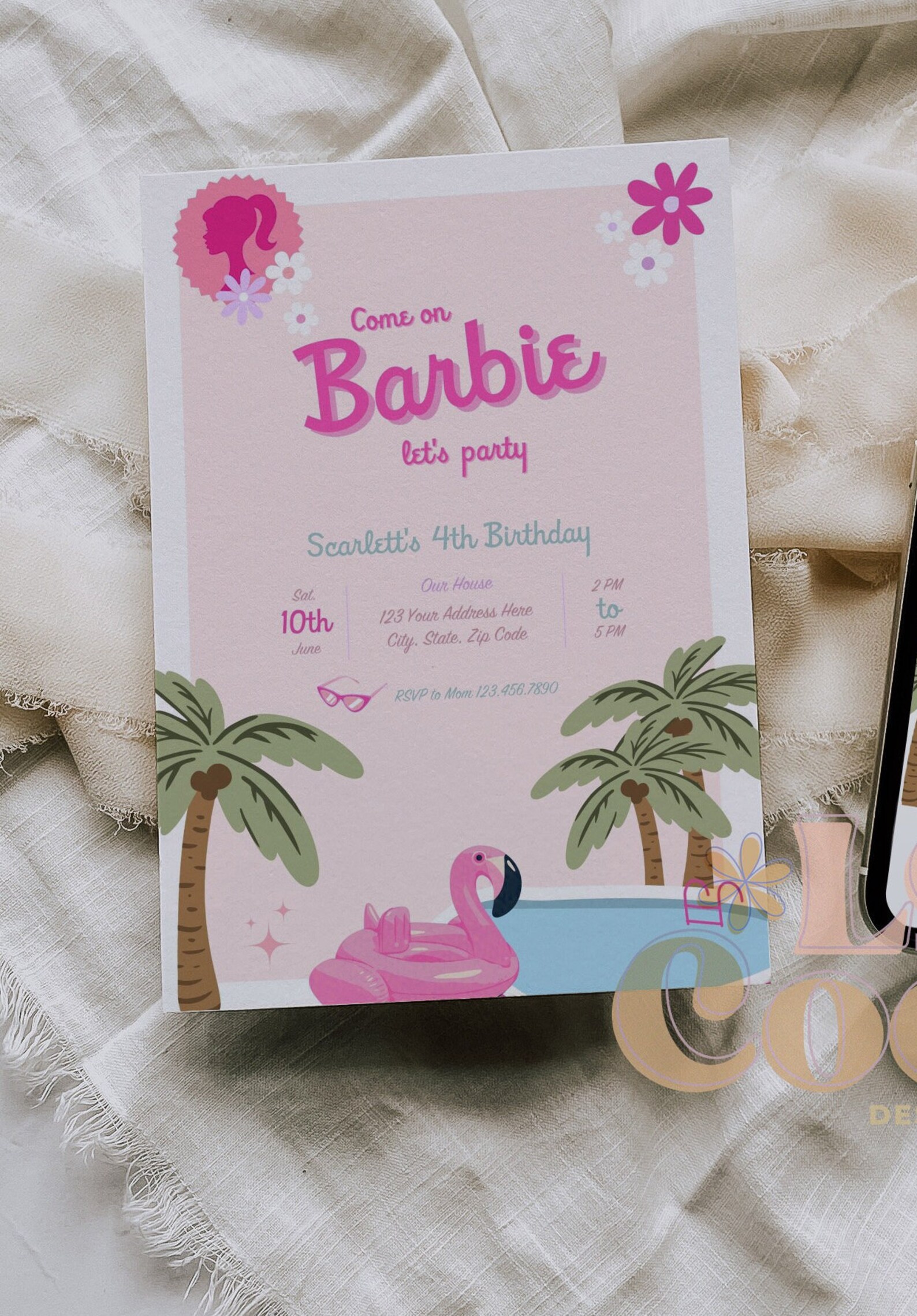 Barb Doll Pool Party Birthday Party Invitation Editable Pool - Etsy