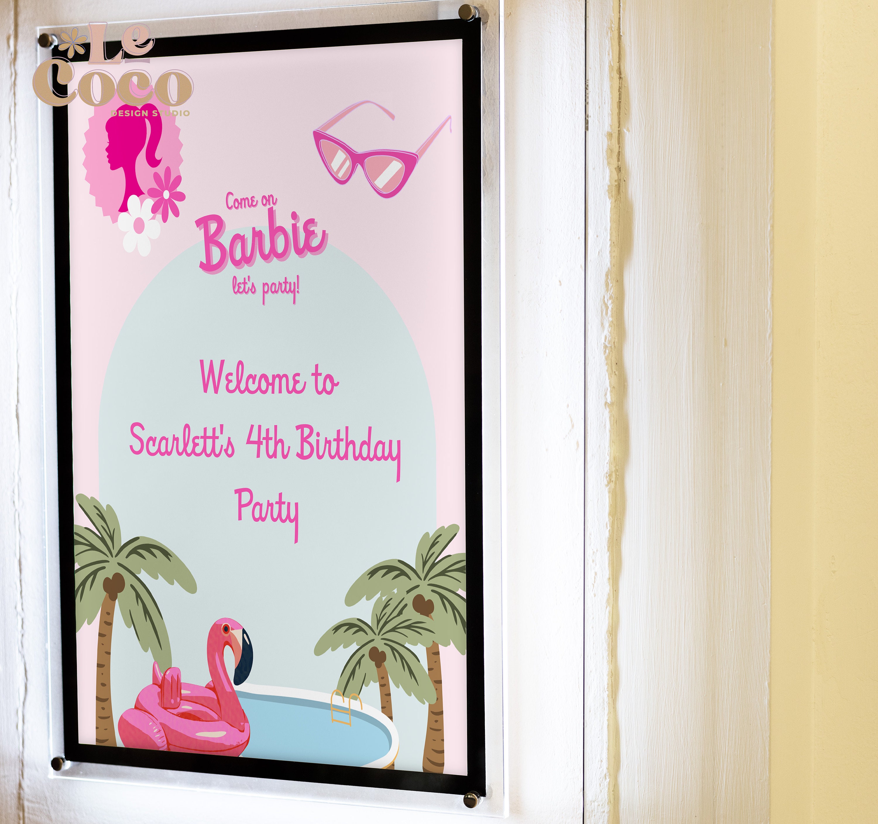 Pool Barb Party Welcome Sign Template, MALIBU BARB Party Welcome Sign ...