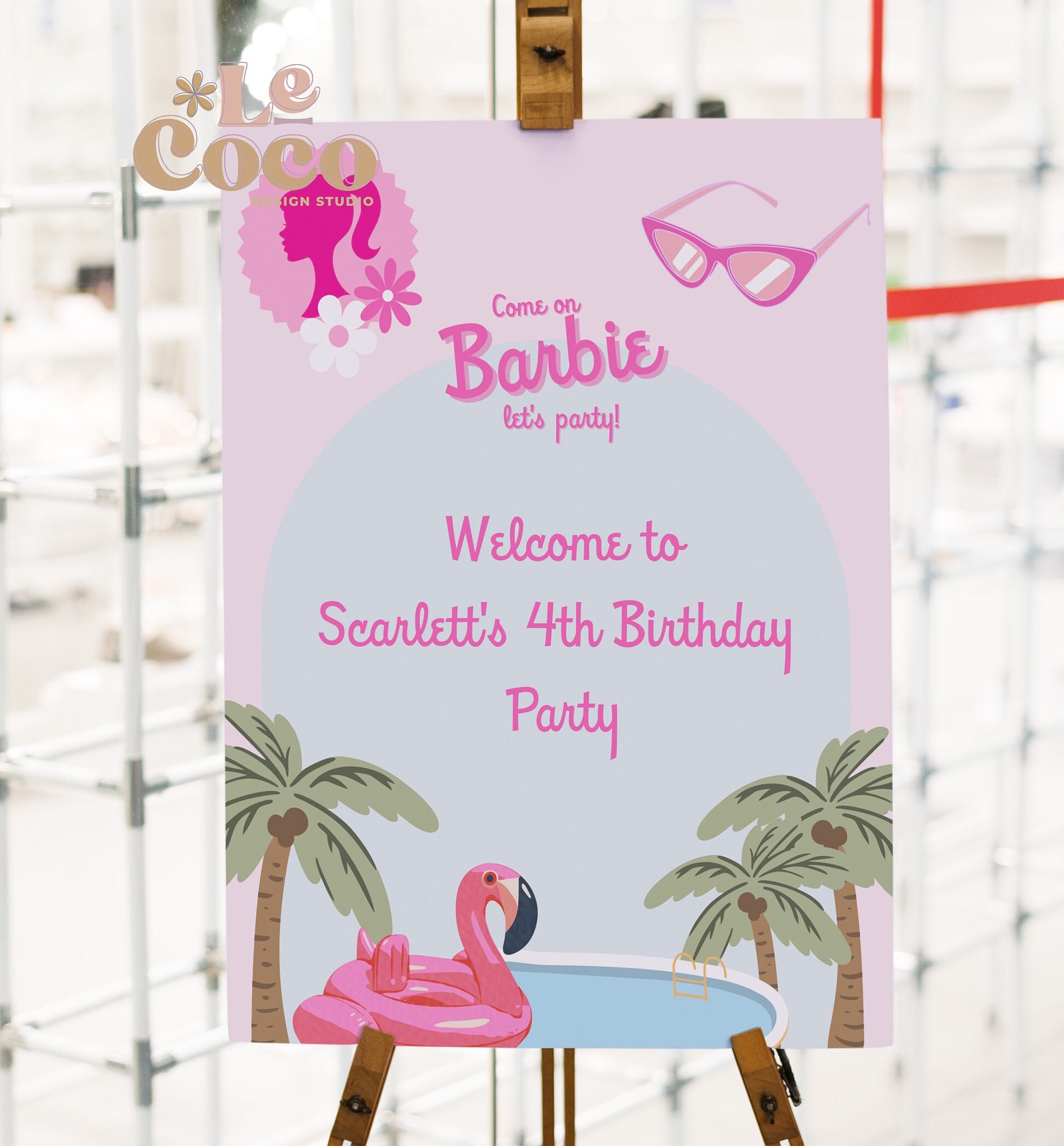 Pool Barb Party Welcome Sign Template, MALIBU BARB Party Welcome Sign ...