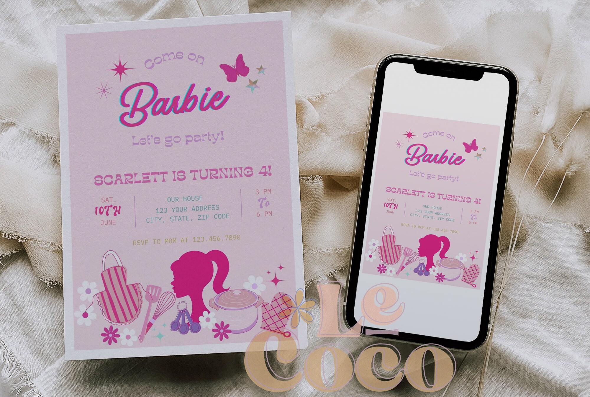 RETRO Barb Doll Cooking Party Invitation Editable Doll Girls - Etsy