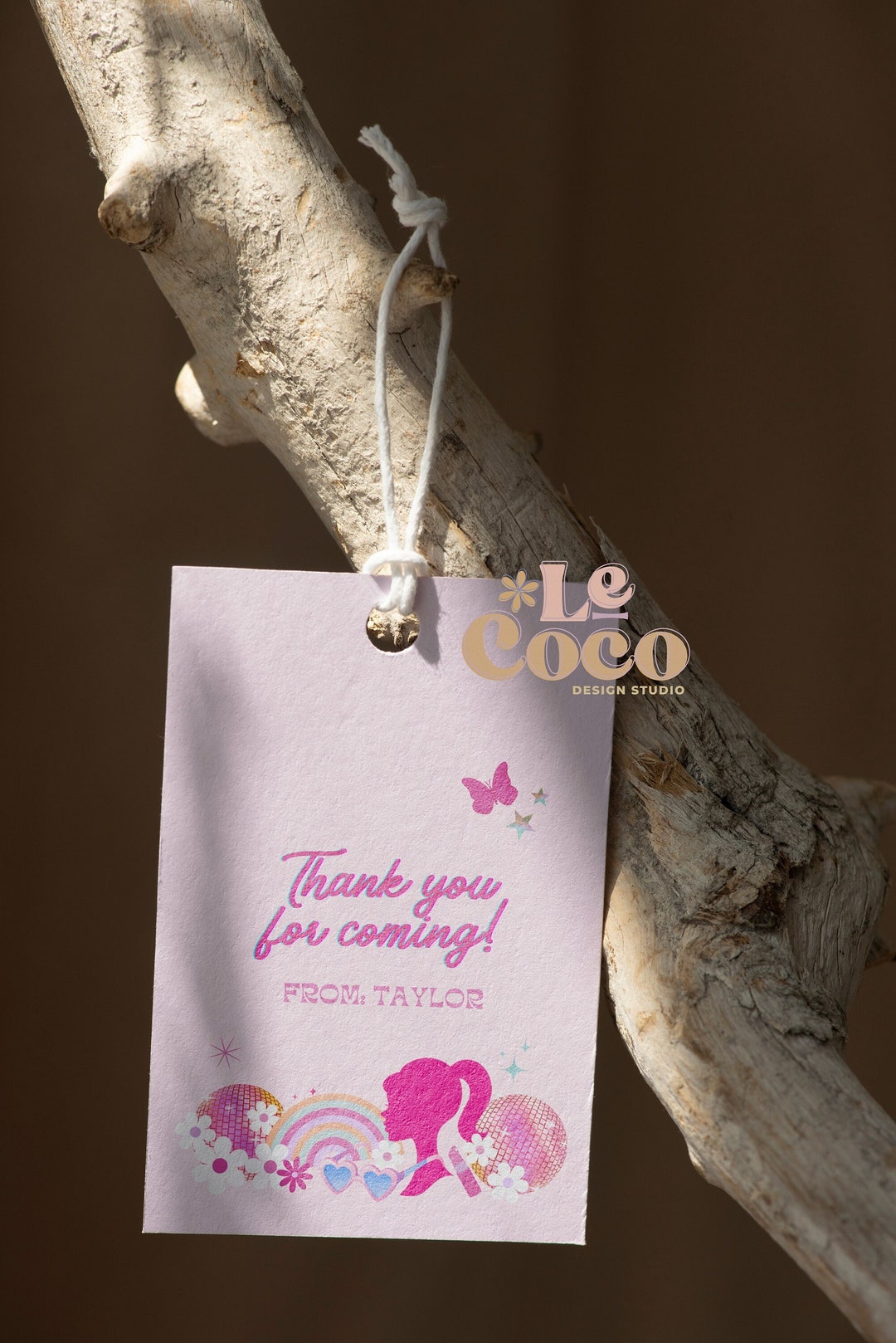 Rainbow Barb Birthday Favor Tag, Editable Barb Birthday Goodie Bag Tag ...