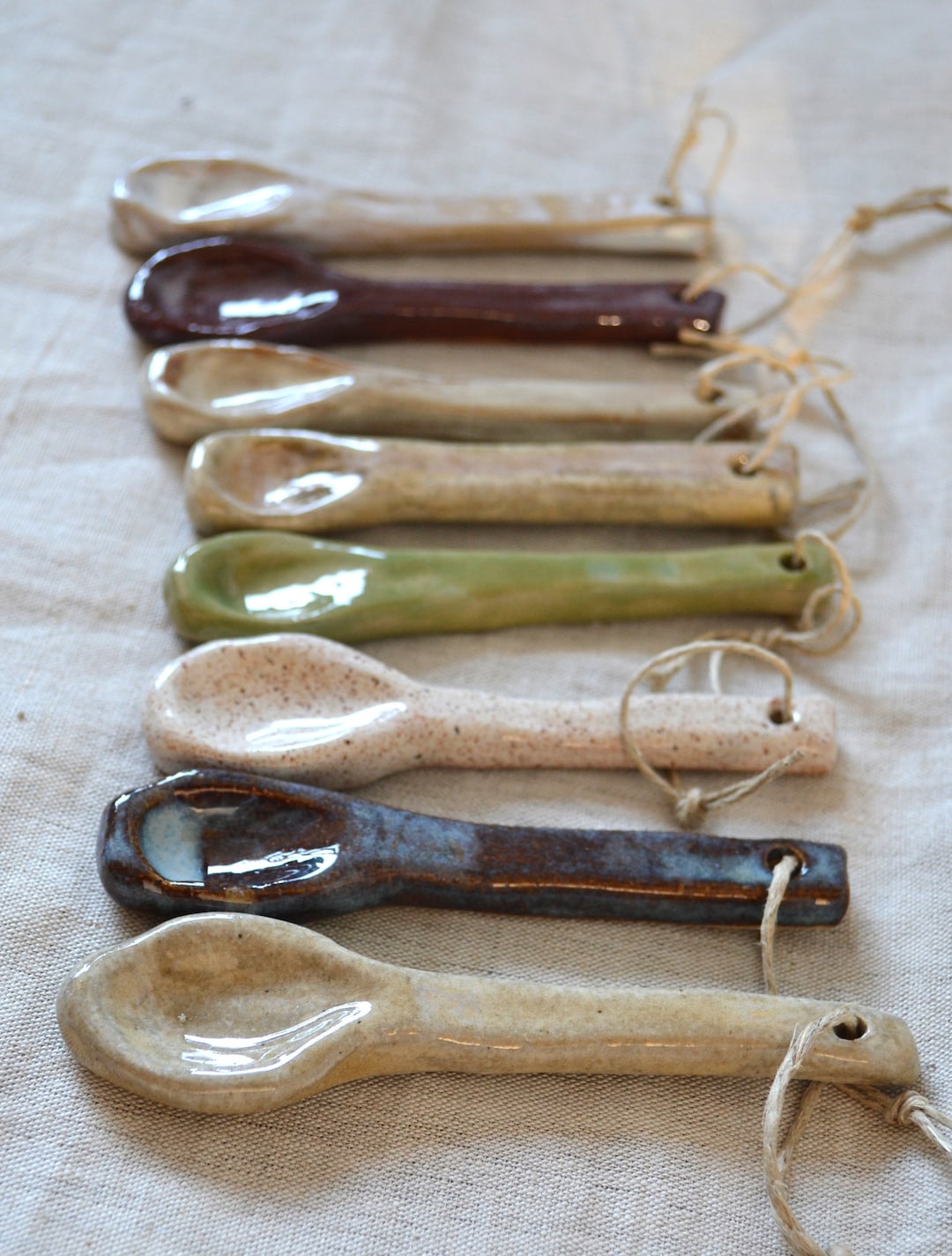 Handmade Mini Pottery Salt or Spice Spoon, Ceramic Salt Spoon, White ...