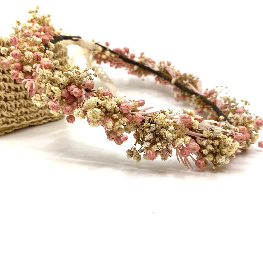 Baby's Breath Flower Crown, Autumn Crown, Blush Pink Real Dry Flower ...