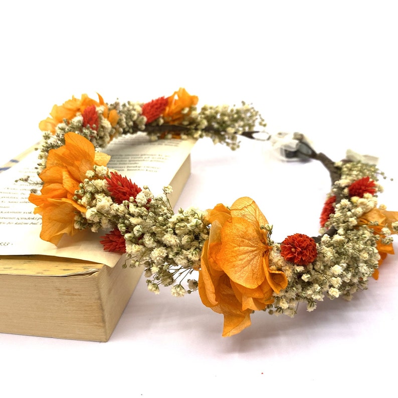 Burnt Orange Hydrangea Flower Wedding Wreath, Baby's Breath Glower ...