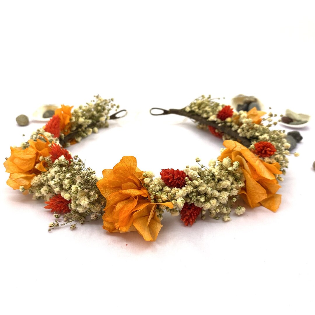 Burnt Orange Hydrangea Flower Wedding Wreath, Baby's Breath Glower ...