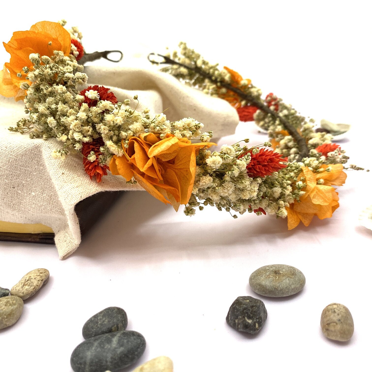 Burnt Orange Hydrangea Flower Wedding Wreath, Baby's Breath Glower ...