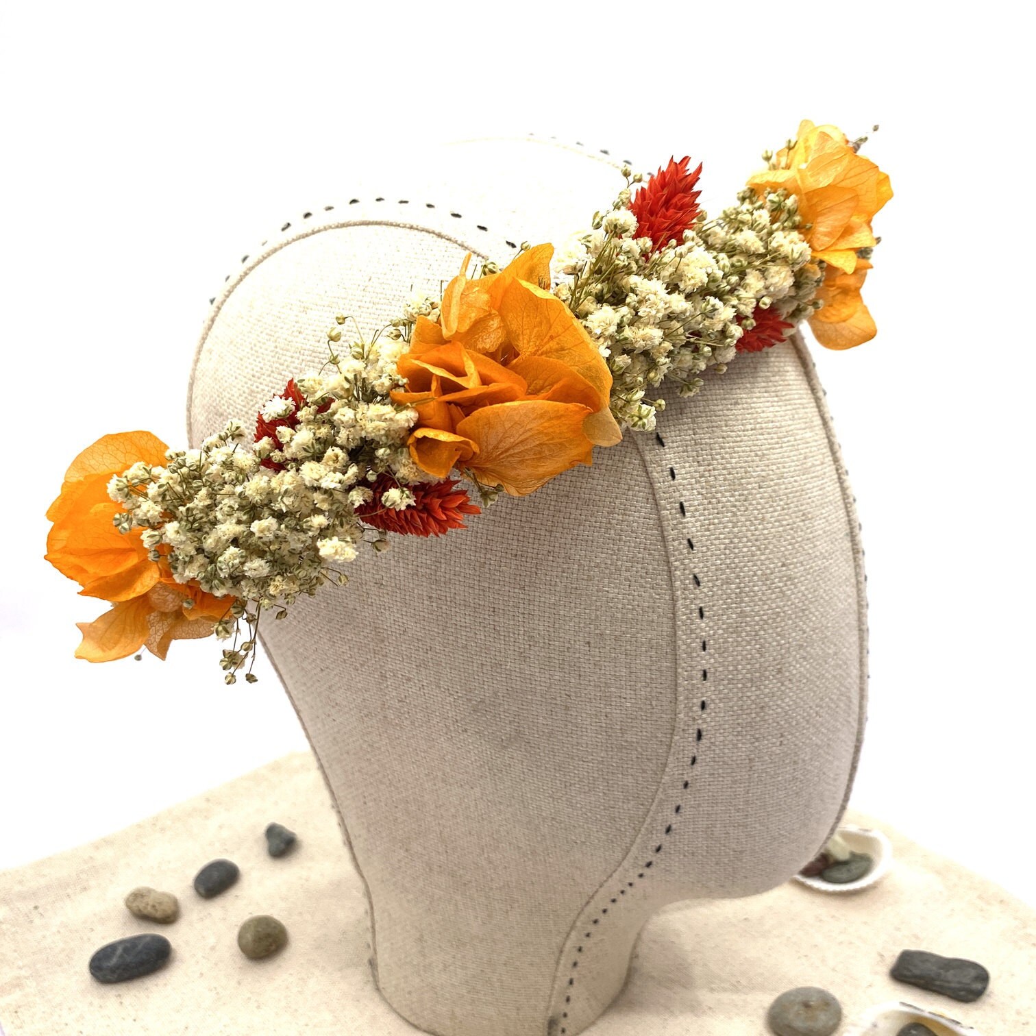 Burnt Orange Hydrangea Flower Wedding Wreath, Baby's Breath Glower ...