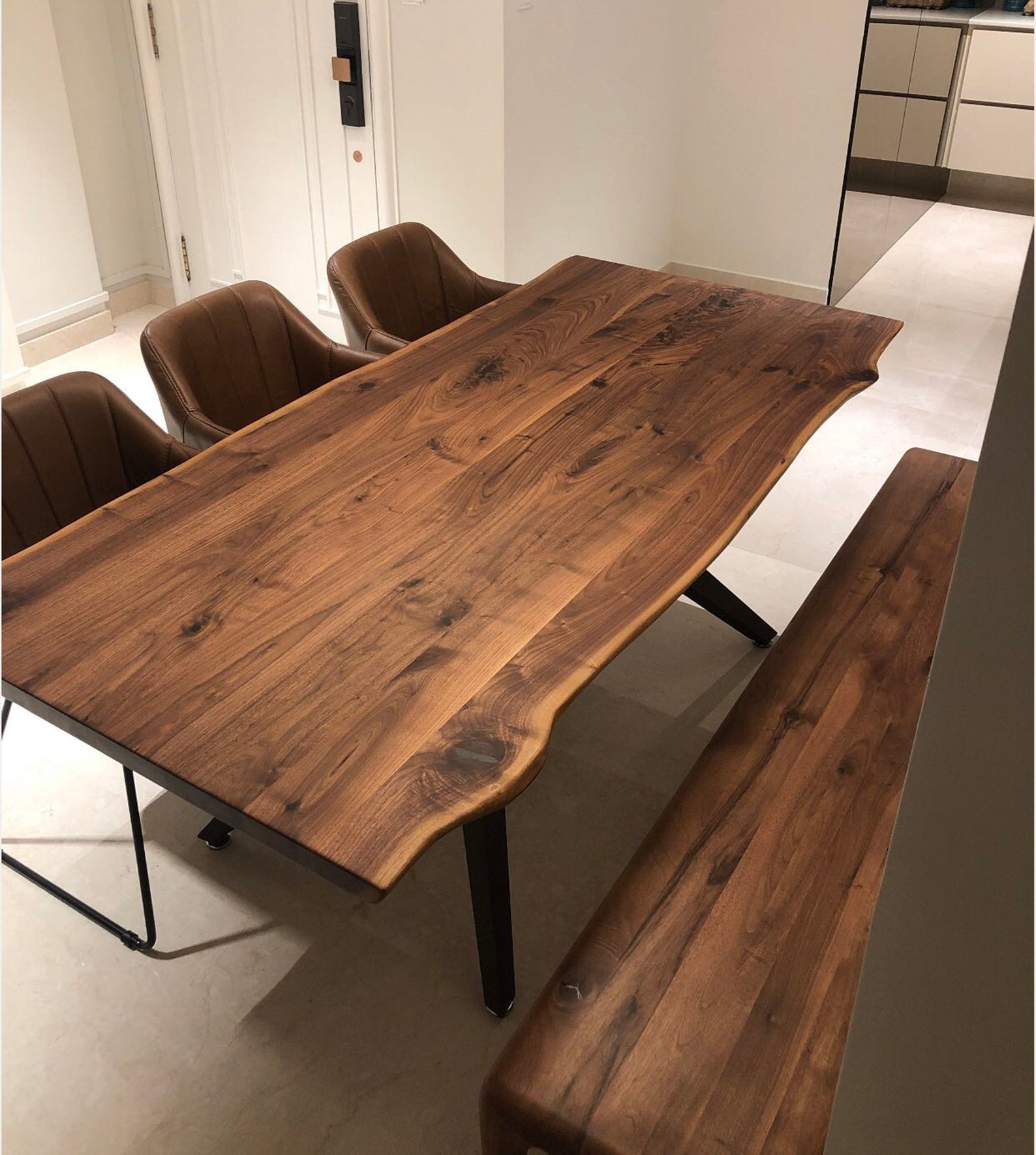 Dining Table, Walnut Slab, Live Edge Table, Walnut Table, Solid Black ...