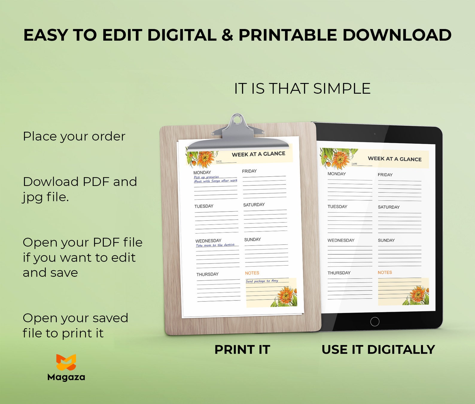 My Weekly Planner Digital Planner Printable Week Planner - Etsy