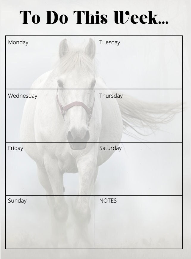 Horse A4 Printable Weekly Planner - Etsy