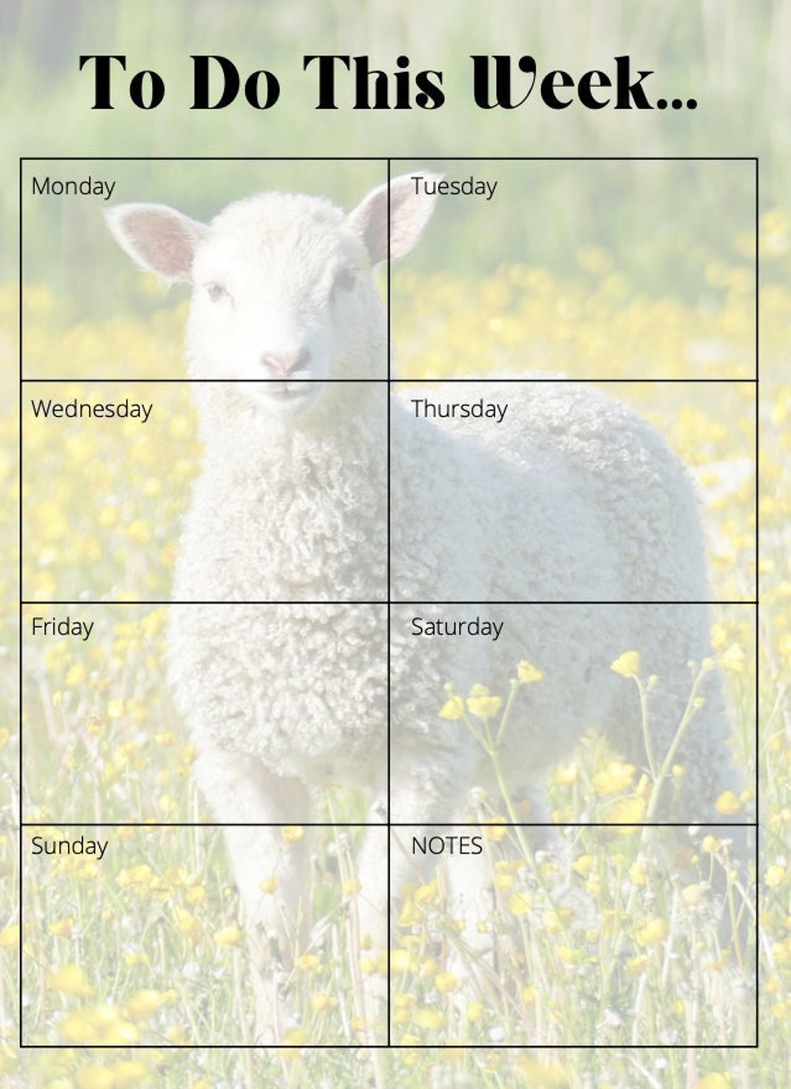 Sheep A4 Printable Weekly Planner | Etsy