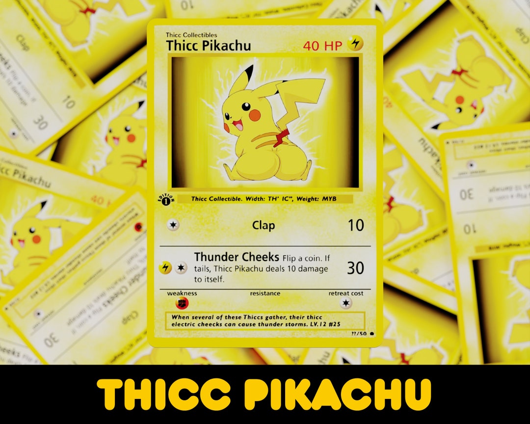 Thicc Pikachu Card Hilarious Pokemon Proxy for a Funny Unique Christmas Gift Available in ...