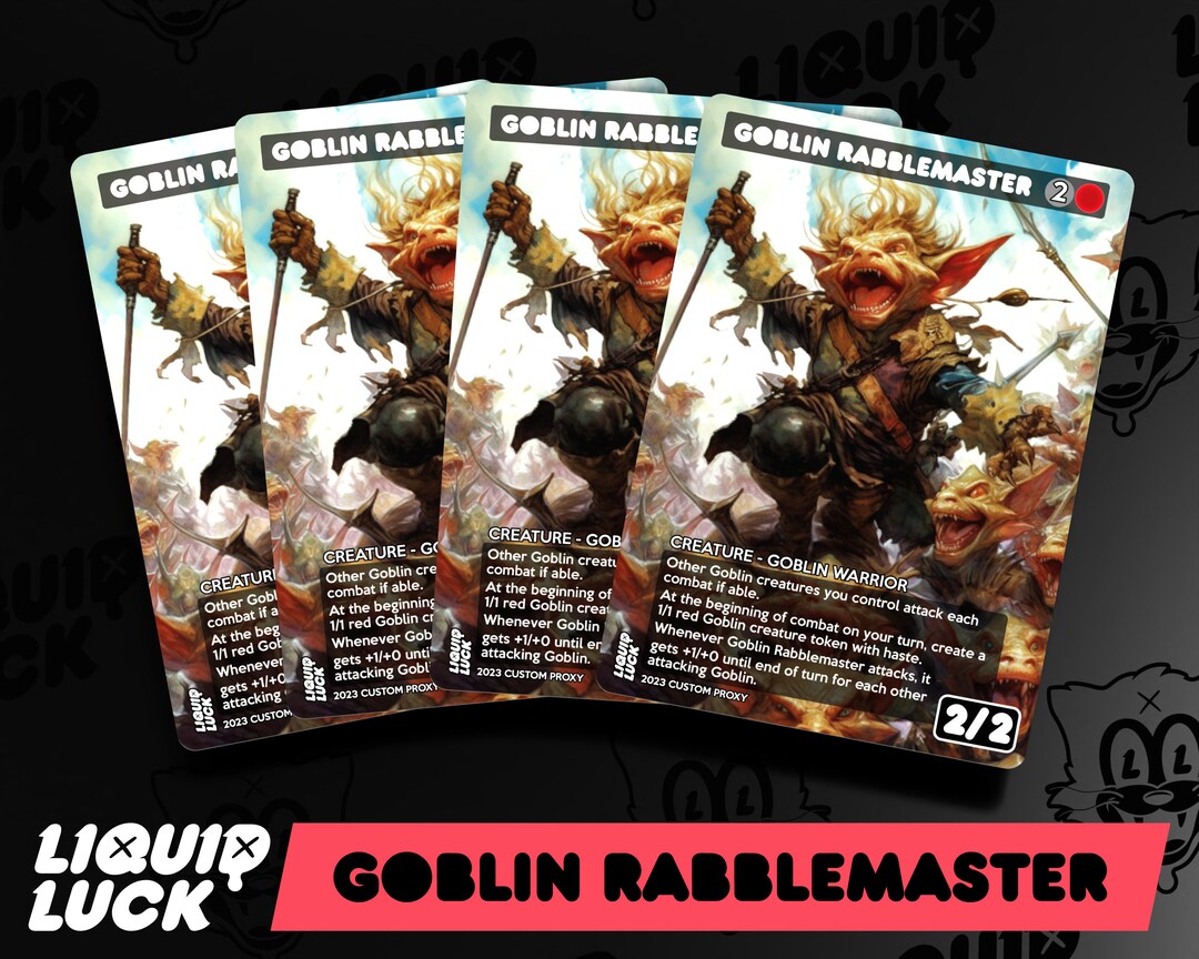 Goblin Rabblemaster MTG Proxy Vintage Fantasy Art Style Full Art Custom ...
