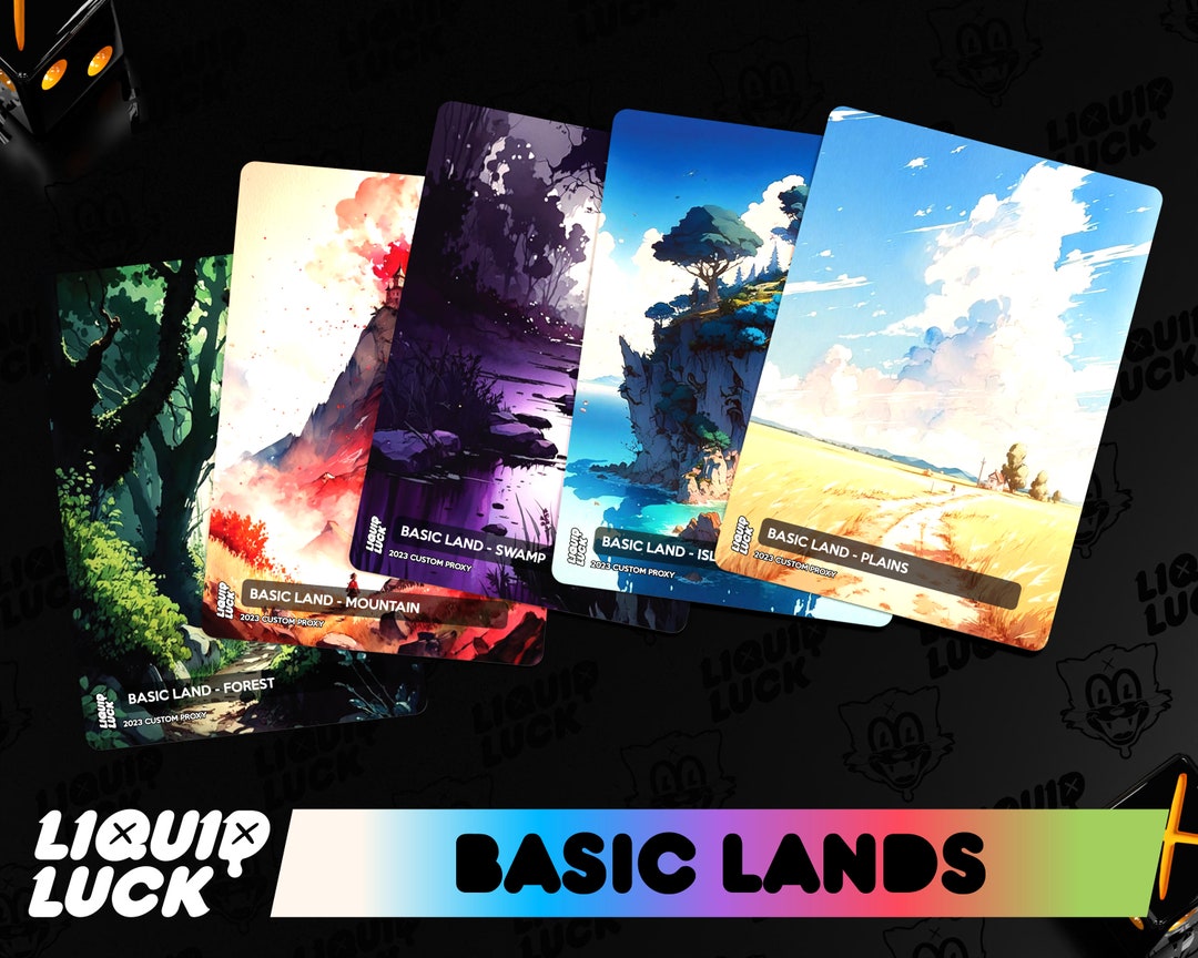 20 Basic Lands Set for MTG Anime Watercolor Art Style Mtg Full Art ...
