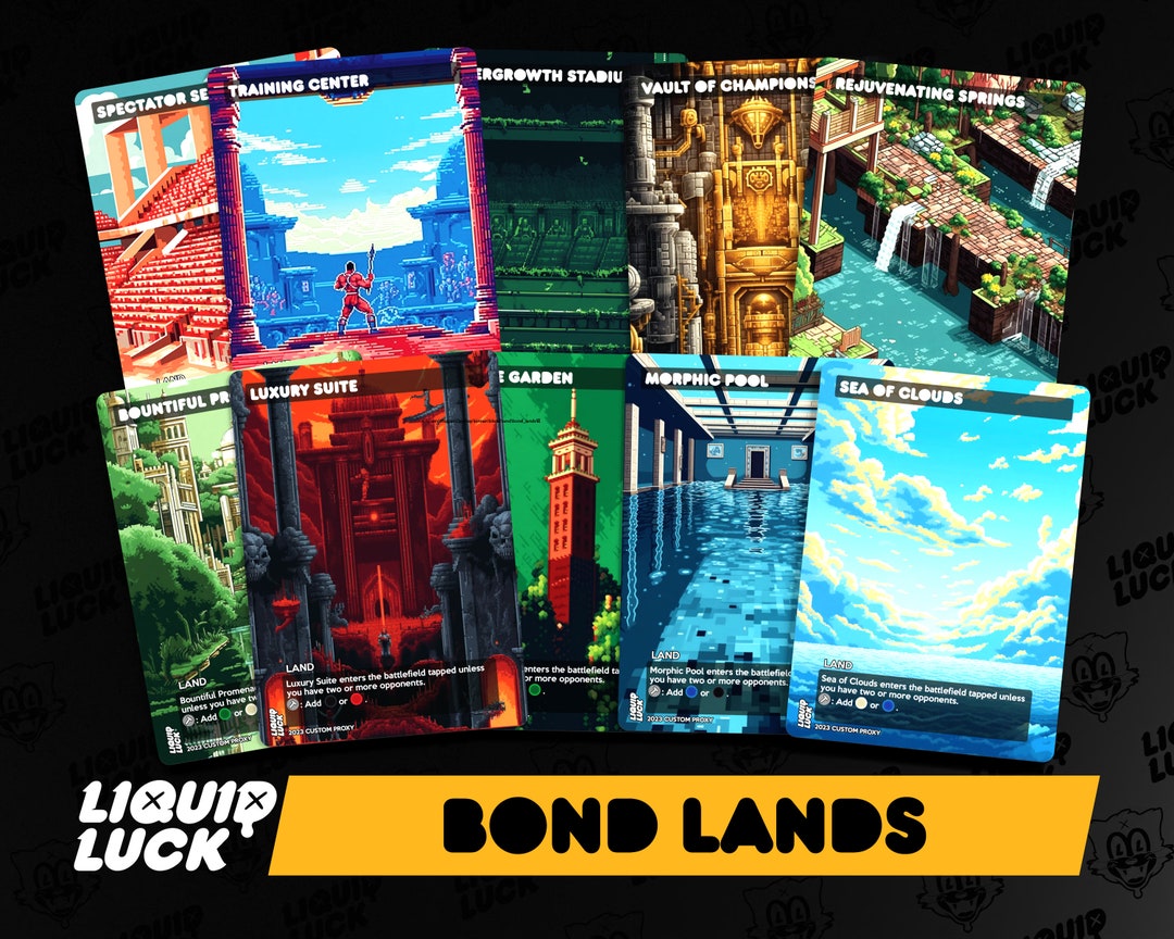 8-bit Retro Pixel Art MTG Proxy Bond Lands Set Bond Lands MTG Proxies for Commander Edh/cedh Sea ...