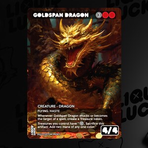 Goldspan Dragon MTG Proxy Vintage Fantasy Art Style Full Art Custom Mtg ...