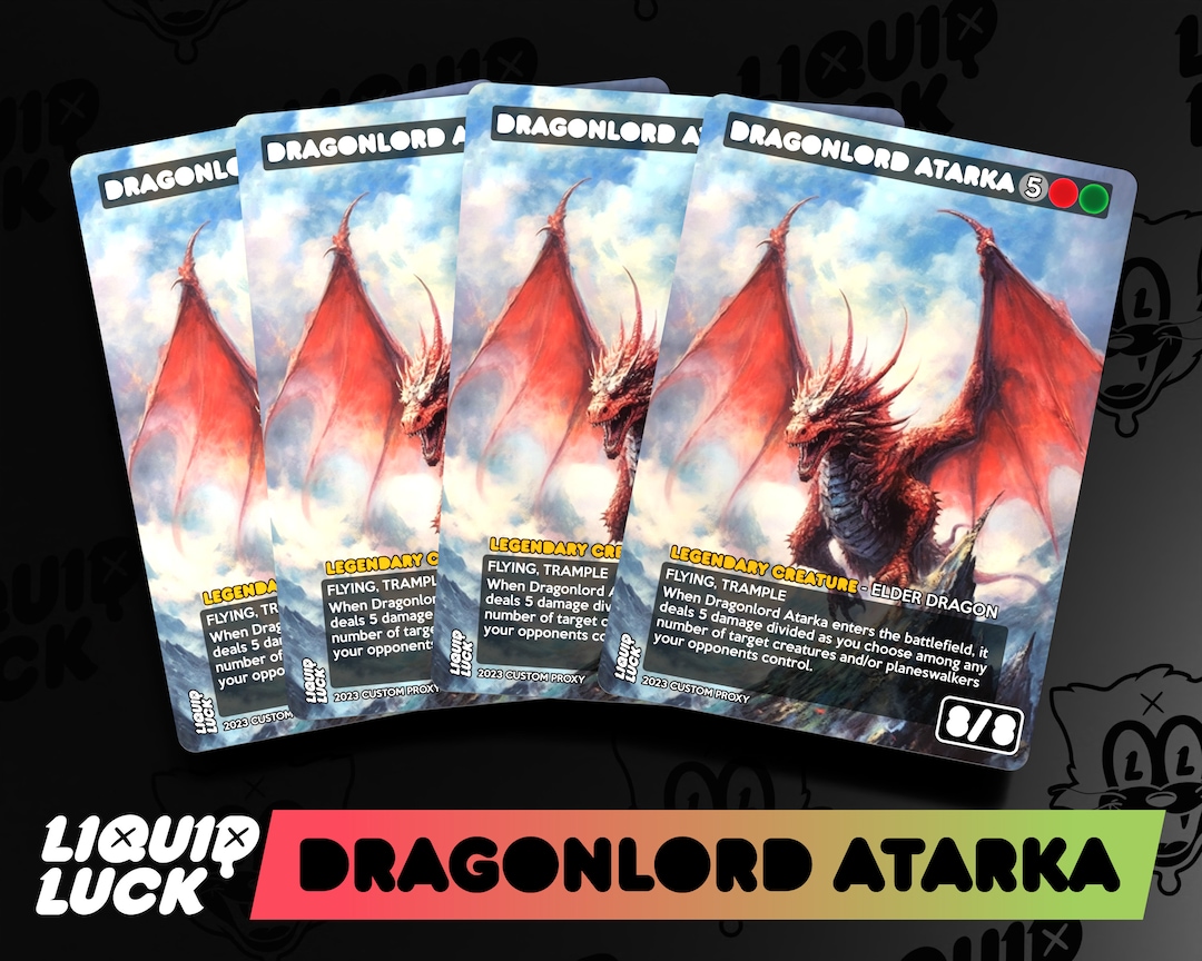 Dragonlord Atarka MTG Proxy Vintage Fantasy Art Style Full Art Custom ...