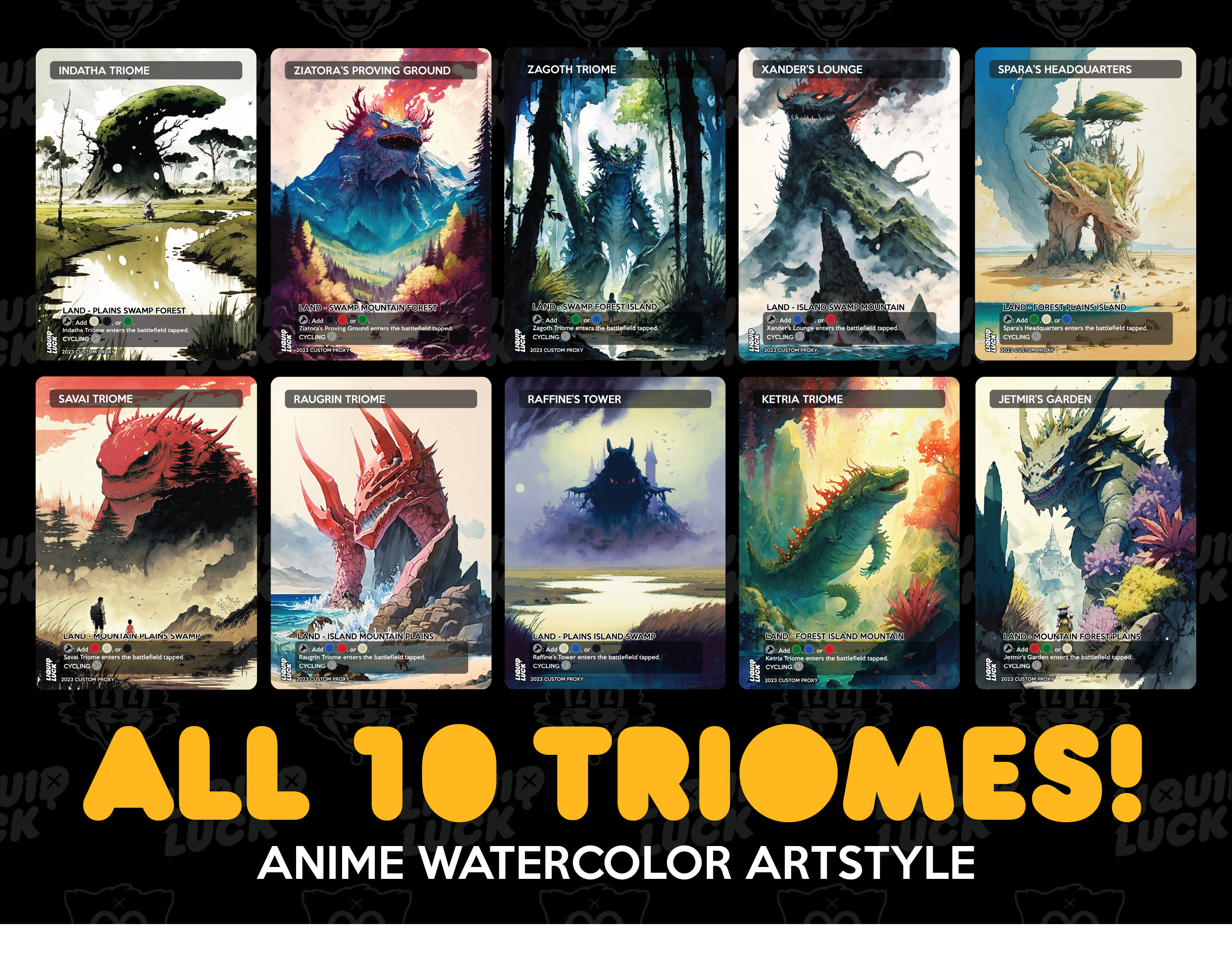 Anime Watercolor Proxy Triome Lands Set MTG Proxy Triome - Etsy Canada