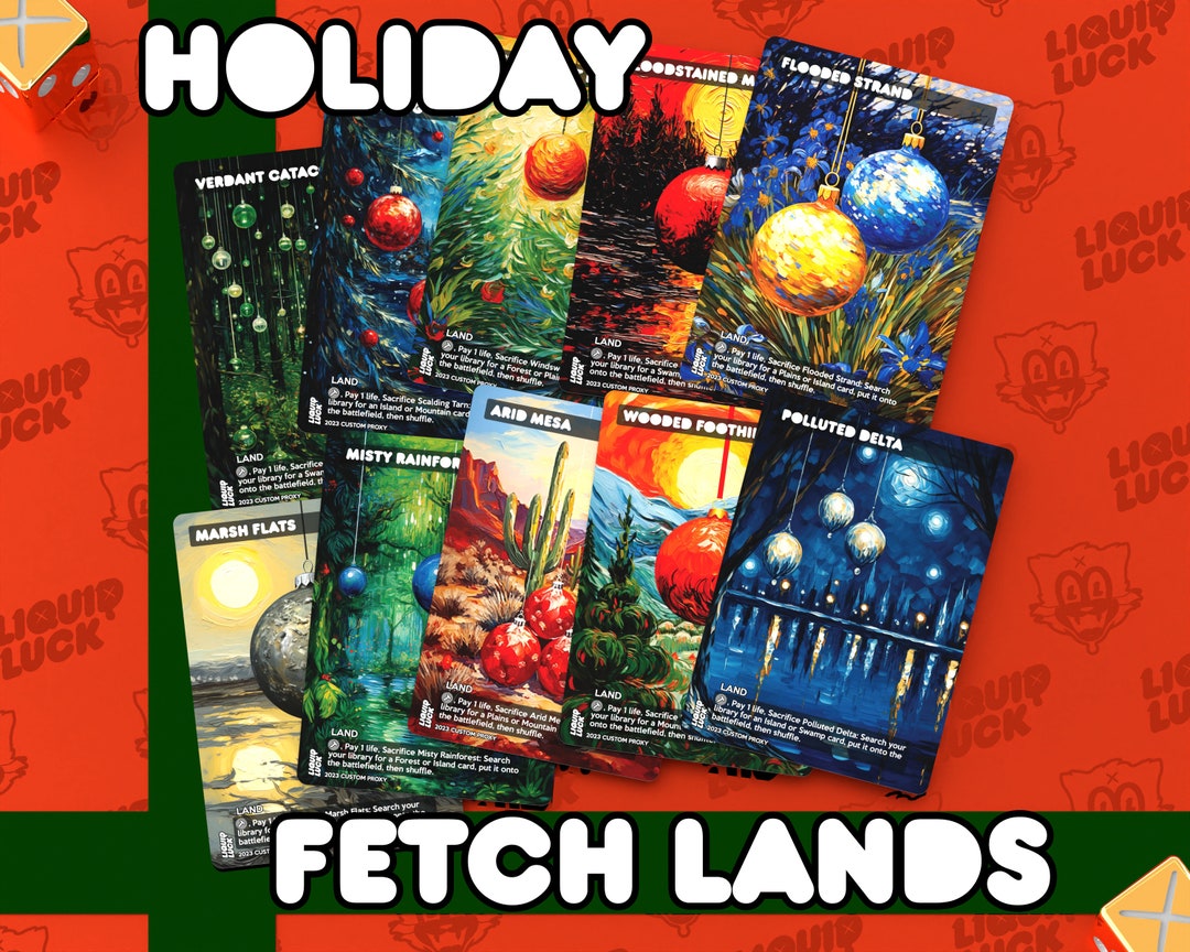 Christmas/holiday Limited Edition Festive Proxy Fetch Lands Set MTG ...
